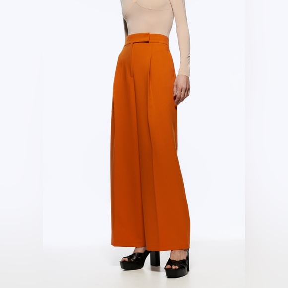 Zara | Pants & Jumpsuits | Zara High Waist Burnt Orange Stretch The ...